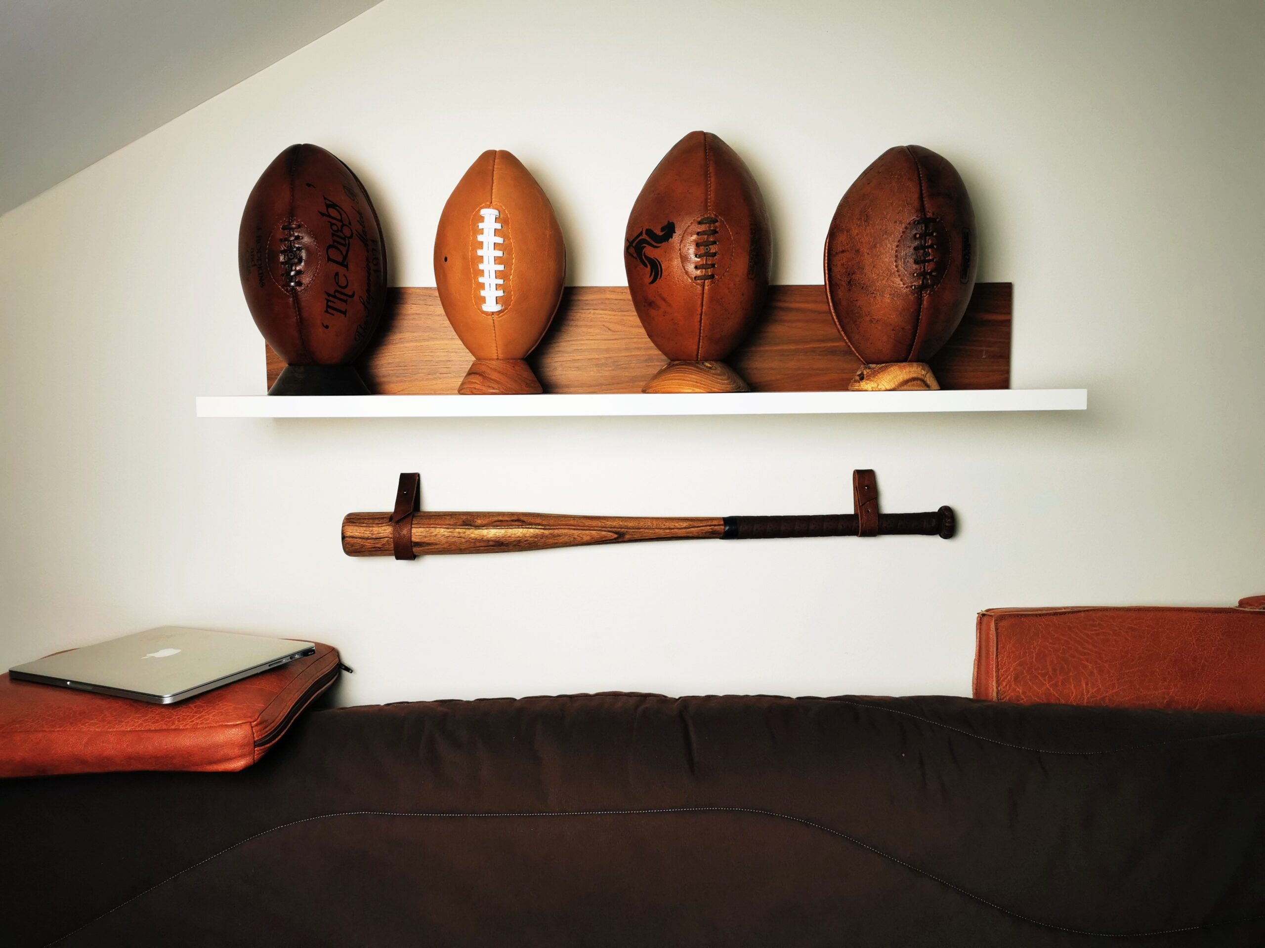 Support mural batte de baseball - Cuir Personnalisable - Ben & Flo